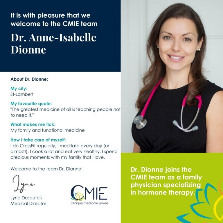 Welcome to Dr. Anne-Isabelle Dionne - CMIE - Clinique privée